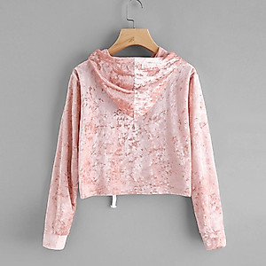 Women Blouse,IEason Womens Long Sleeve Hoodie Sweatshirt Jumper Hooded Pullover Tops Velvet Blouse (L, Pink)