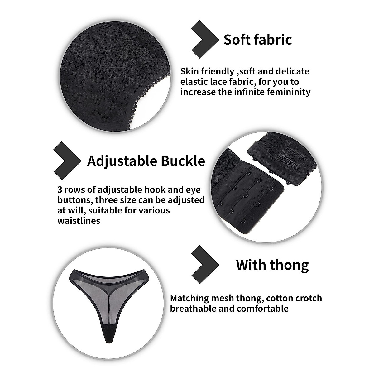 ohmydear Plus Size High Waisted Garter Belt for Women Mesh Lace Suspender Belt with 6 Straps Metal Clip for Stocking