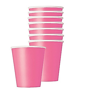 Hot Pink Solid Paper Cups Set - 9 oz (Pack of 8) - Elegant & Eco-Friendly Party Drinkware - Perfect for Birthdays, Showers, & Special Celebrations