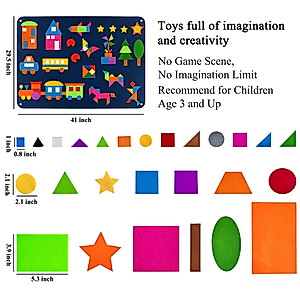 Craftstory 144 Pcs Shapes Felt-Board for Toddlers, Preschool Classroom Must Haves Learning Activities Tangram Toys Teacher Aide 3.5 Ft Large Wall Hang Sensory Activities Kit