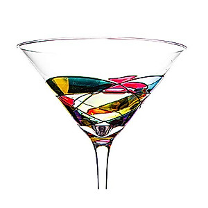 Artisanal Hand Painted Martini & Cocktail Glasses - Renaissance Romantic Stain-glassed Windows Wine Glasses Set of 2 - Gift Idea for Her, Him, Birthday, Housewarming - Extra Large Goblets (Martini)