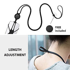 Bone】 Crossbody Lanyard Phone Tie 2, Universal Crossbody Phone Lanyard Anti-Lost Phone Holder for iPhone 13 12 11 Pro Max Mini, Adjustable iPhone Lanyard Fits Most Phones from 4-6.7" - Black