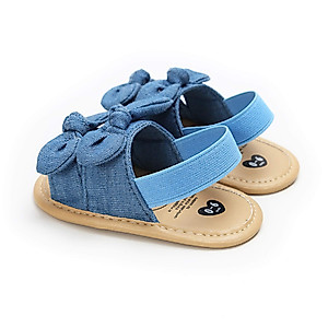 Infant Baby Girls Sandals, Premium Soft Rubber Sole Anti-Slip Summer Toddler Flats First Walkers Shoes Blue