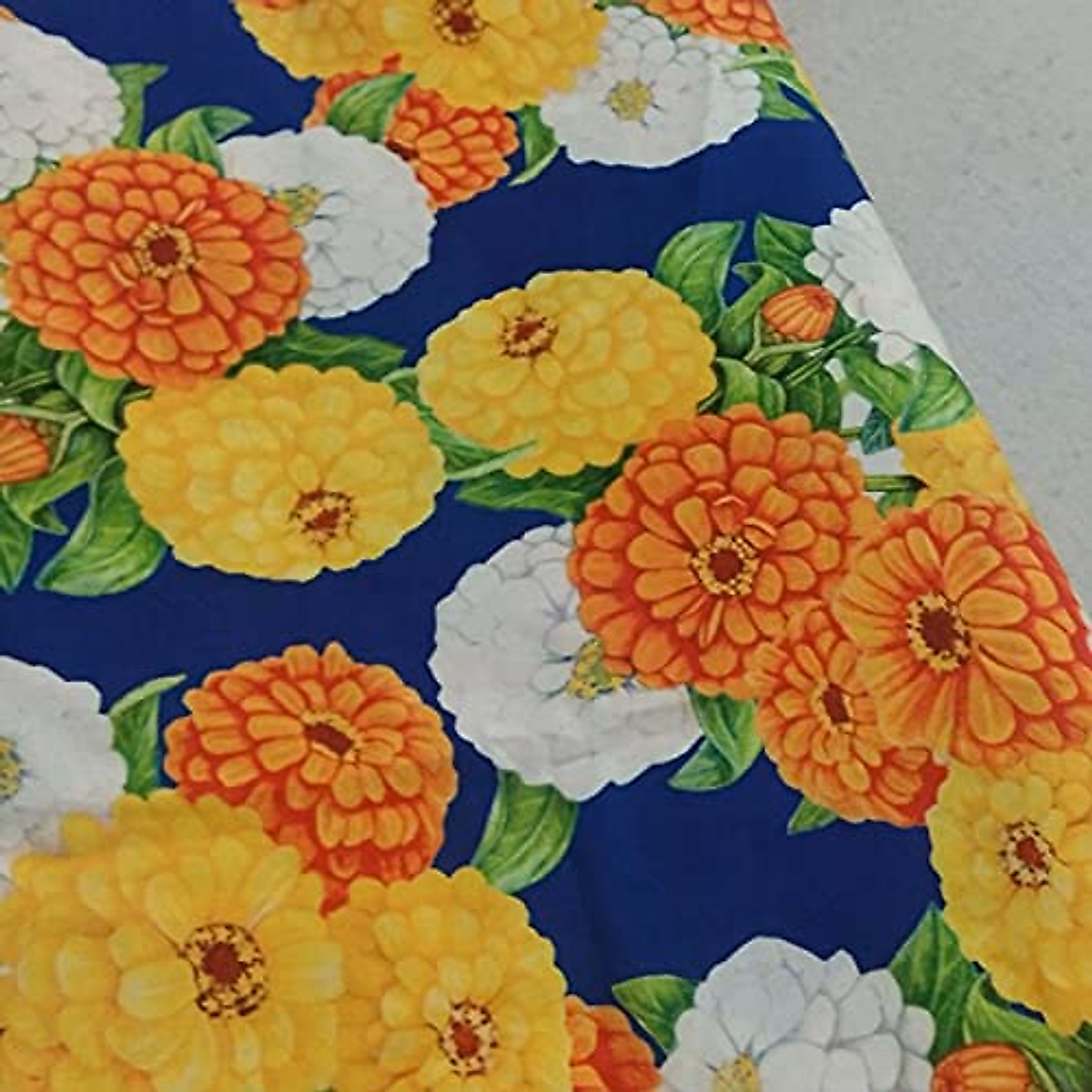 PUMCRAFT Sewing Fabric 100% Cotton Fabric Yellow Orange White Chrysanthemum Flower Printed Sewing Cloth Dress Clothing Textile Tissue - 50cm - 105cm Fabric Patchwork Craft