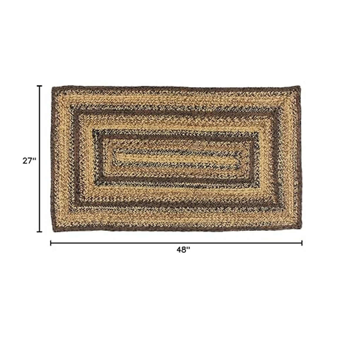 IHF Home Decor | Cappuccino Premium Braided Collection | Primitive, Rustic, Country, Farmhouse Style | Jute/Cotton | 30 Days Risk Free | Accent Rug/Door Mat | 27"x48" Rectangular