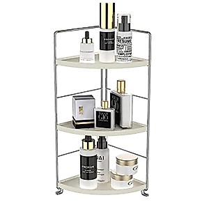 kaileyouxiangongsi 3-Tier Bathroom Countertop Organizer - Vanity Tray Cosmetic & Makeup Storage- Kitchen Spice Rack Standing Shelf - Corner Storage Shelf , Silver