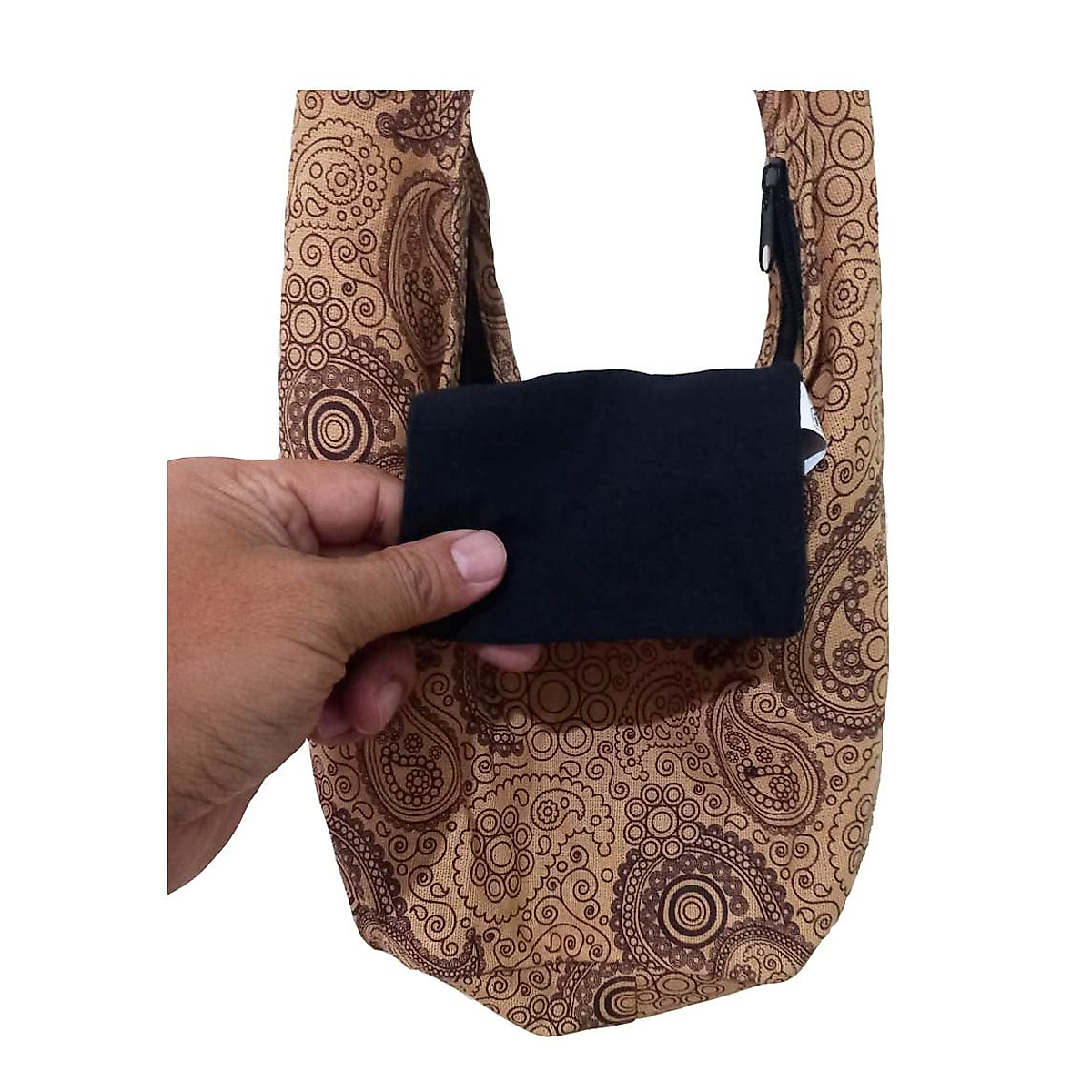 Lovely Creations's Hippie Boho New Elephant Crossbody Bohemian Gypsy Sling Shoulder Bag"Small" Size (D Brown)