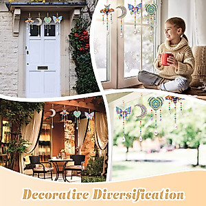 4 PCS 5D Diamond Painting Kits, Wind Chime, Butterfly Bee Love Moon Double Sided Crystal Gem Paint Suncatcher Hanging Ornament
