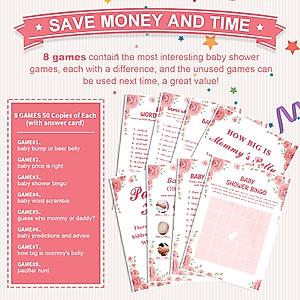 Baby Shower Games for Girl-8 Games,Fun and Easy to Play,Includes Baby Shower Bingo,Price is Right,Guess Who Mommy or Daddy,Word Scramble,Prediction and Advice,How Big is Mommys Belly,Pacifier Hunt