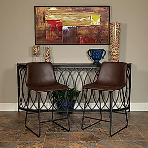 Flash Furniture Reagan 24 inch LeatherSoft Counter Height Barstools in Dark Brown, Set of 2