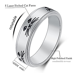 LuckyAmor Anxiety Ring for Women Spinner Rings:Rotating Rings Stainless Steel 6mm Moon Star Anxiety for Men Band Jewelry Gift for Women Size 6 7 8 9 10
