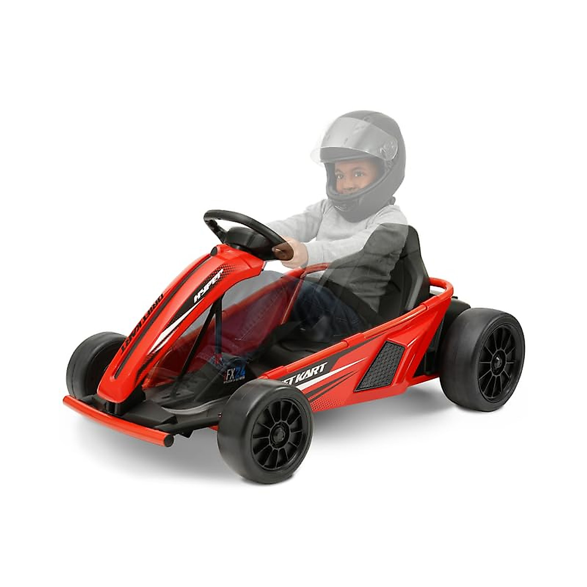Hyper 24V Ride-On Electric Go Kart for Kids 8-14 Years, 3-Speed Setting with Drift Kart Mode, Foot Accelerated Pedal, Up to 9MPH Speed, 154 Lbs Max Weight, Ergonomic Seat & Sturdy Steel Frame, Red
