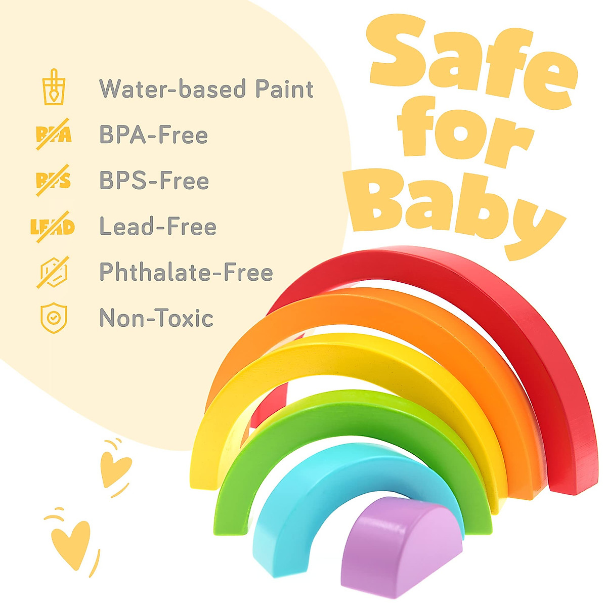 Ashtonbee Wooden Rainbow Stacking Toy, Wooden Toys and Montessori Toys for Toddlers, Sensory Toys for Toddlers 1-3, Rainbow Decor for Playrooms