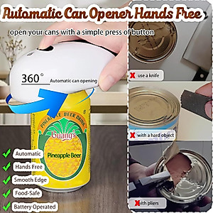 LEQOS Electric Can Opener For Kitchen One Touch Automatic Can Opener Electric for Any Size Can Hands Free Battery Operated Can Opener For Seniors Arthritis Smooth Edge Portable Food-Safe (Dark Black)