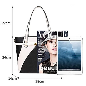 Nevenka Top Handle Handbags for Ladies PU Leather Tote Purse Women Crossbody Shoulder Bags (All Black)