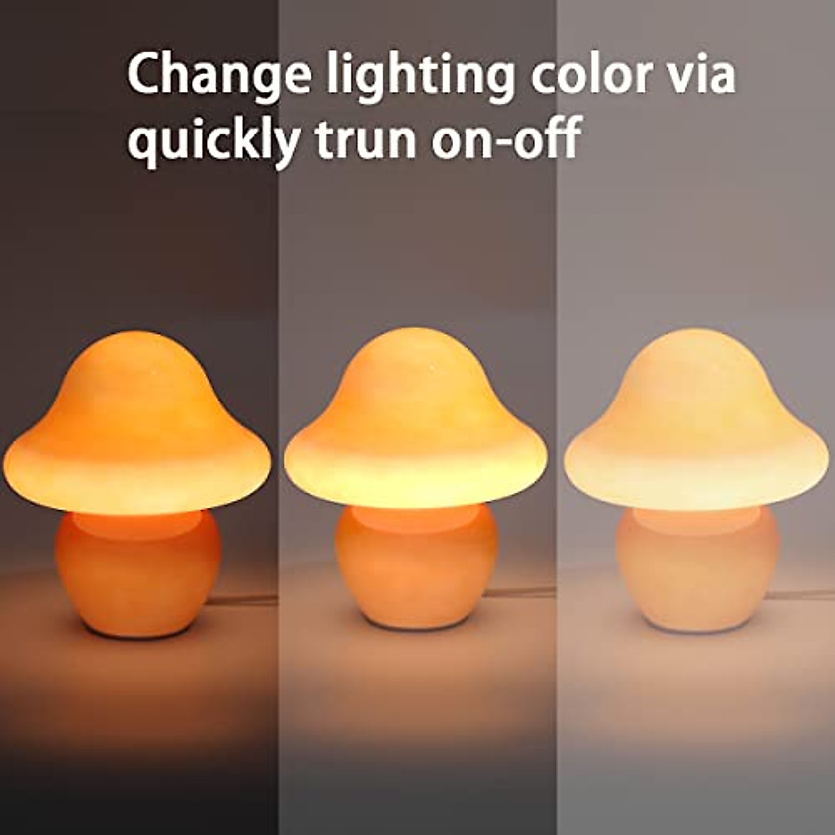 HEQET Mushroom Lamp Orange Glass Mushroom Table Lamp for Bedrooms, Living Room, Aesthetic Lamps for Bedroom, Cute Bedside Lamp