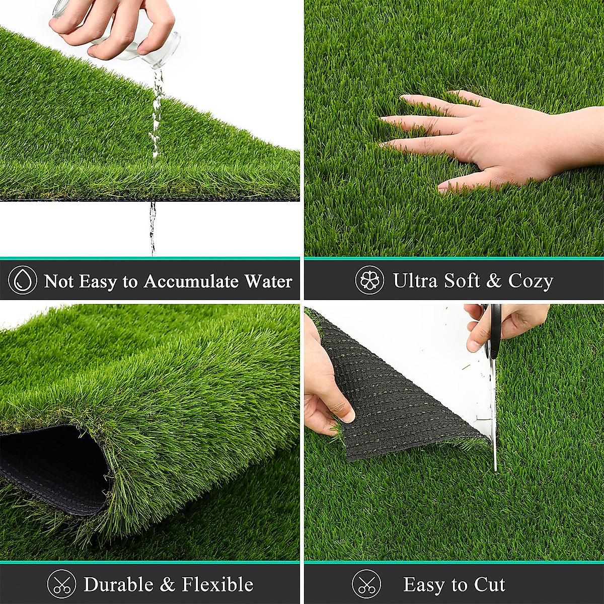 Vaukki Artificial Grass Mat 0.98" (25mm) Pile Height, Turf Grass Outdoor Mat for Entrance, Fake Grass Pee Mat for Dogs, Grass Doormat for Entryway, Front Door, Pets, Patio and Deck, 36''x59''