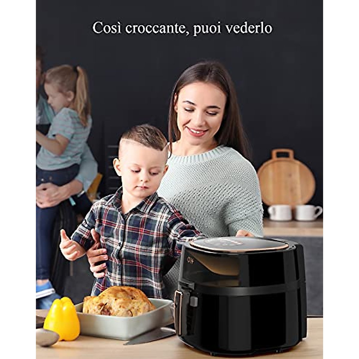 Large Air Fryer 8 Quart with Viewing Window, Big Capacity Family Size Oilless Airfryer Oven with 100 Recipt Digital Recipe Cookbook, Nonstick Basket and Dishwasher Safe