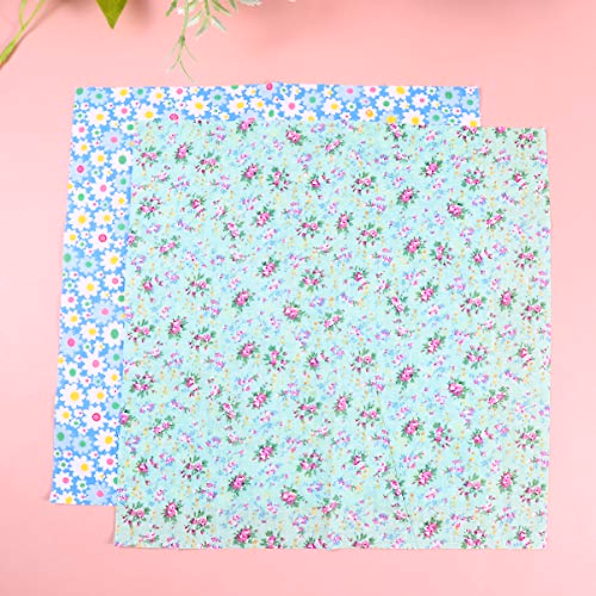 EXCEART 9pcs Cotton Fabric Quilting Patchwork Fabric Square Sewing Craft Fabric Printed Fabric Bundle with Scissors for Sewing Quilting Handmade DIY Crafts (Mixed Color 25x25cm)