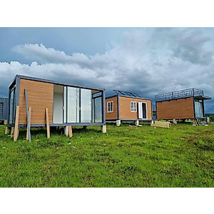 Prefab Hiking House, 20ft Container Home, Portable Mini Home with Deck, Outdoor Living Space for Couples, Suitable for Camping and Hiking 221" D x 144" W x 180" H (Hiking and Nature) w/Terrace