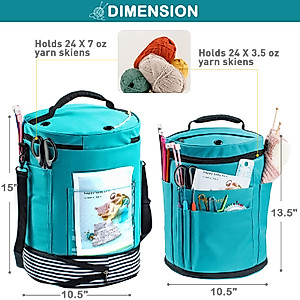 MYBAGZING Expandable Crochet Bag-Knitting Bag Yarn Storage Organizer - Yarn Bag and Crochet Tote, Yarn Holder for Crocheting, Crochet Accessories, Suppliers, Needles with Zipper Closure-Ideal Gift