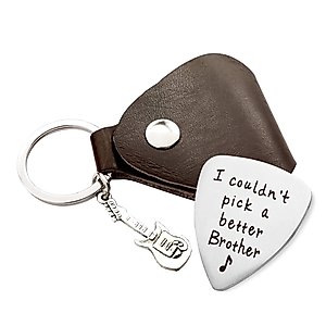 Warehouse No.9 I Couldn’t Pick A Better Brother, Stainless Steel Guitar Pick Jewelry Gift for Friend Brother Musician Guitar Player Birthday Christmas Gift