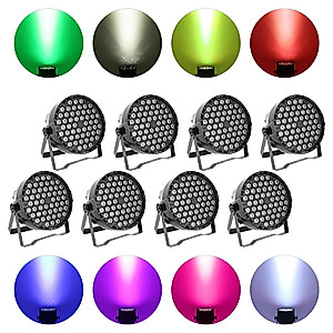 8Pcs Stage Lights, 54x3W LED Stage Par Lighting RGBW DMX512 DJ Disco Party Club Strobe Light AUTO/Sound Party Lighting