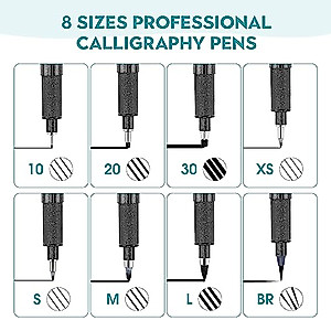 YISAN Hand Lettering Pens,Calligraphy Pens,Brush Markers Set,Black,for Beginners Writing, Art Drawings,70306