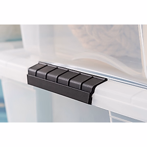 IRIS USA 53 Qt. Plastic Storage Container Bin, Large & 6 Quart Large Clear Plastic Storage Bins with Lids and Secure Latches, 6 Pack, Organizing Container, Clear/Violet