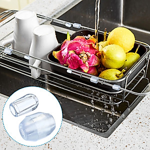 PATIKIL Kitchen Sink Rack Feet, 1Set/20Pcs Plastic Sink Protector Feet with 20Pcs 4mm ID x 12.5mm OD Bumper Cover for Sink Rack Grid, Clear