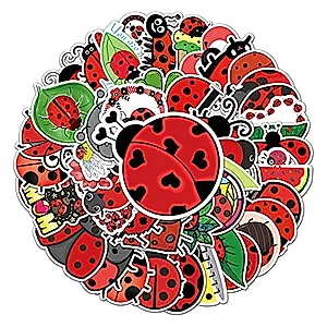 ACEPL Ladybugs Stickers 50pcs Cute Cartoon Ladybirds Vinyl Waterproof Stickers for Water Bottle Laptop Skateboard Guitar Scrapbook Phone Bicycle Computer Decal for Kids Teens
