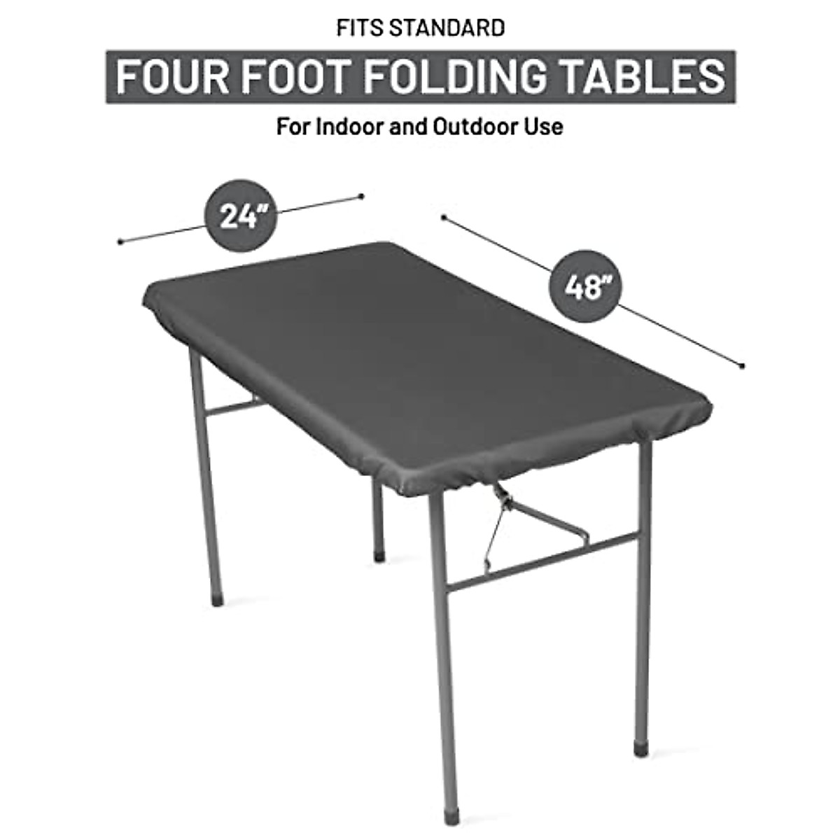 Shamrock Home 4ft Fitted Tablecloth Rectangle Grey Table Cover – Table Cloth - Fitted Table Covers for 4 Foot Tables. Washable Picnic Table Cover Indoor Outdoor Elastic Tablecloth 24 x 48 inch