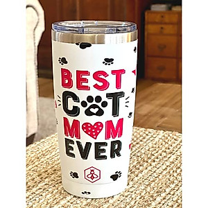 Biddlebee Cat Gifts for Cat Lovers Travel Coffee Cat Mug w/Slider Lid | 20oz Spill Proof Stainless Steel Insulated Cup | Cat Lover Gifts for Women | Cat Gifts for Women | Best Cat Mom