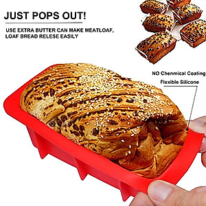 Walfos 6 Cup Jumbo Silicone Texas Muffin Pan + 4 Pieces Non-Stick Silicone Bread Loaf Pan Super Value Set.