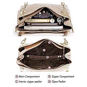 Women's Handbags Purses Leather Handbag Ladies Top-handle Tote Crossbody Shoulder Bag (golden) One Size