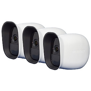 Silicone Case Skin with Dual Layer Sunshade Design, Clear (Not Fuzzy) Night Vision - Sun Glare UV Weather Protection Cover Compatible with Arlo Pro & Arlo Pro 2 Camera, 3 Pack (White)