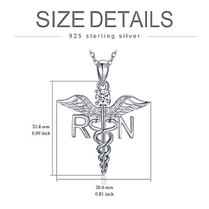 WINNICACA Nurse Practitioner Gifts Angle Wings Caduceus Necklace 925 Sterling Silver RN Necklace Gifts for Nurses Nursing Theme Jewelry Gifts for Nurse Doctor Medical Student RN Nurse Gifts for Women