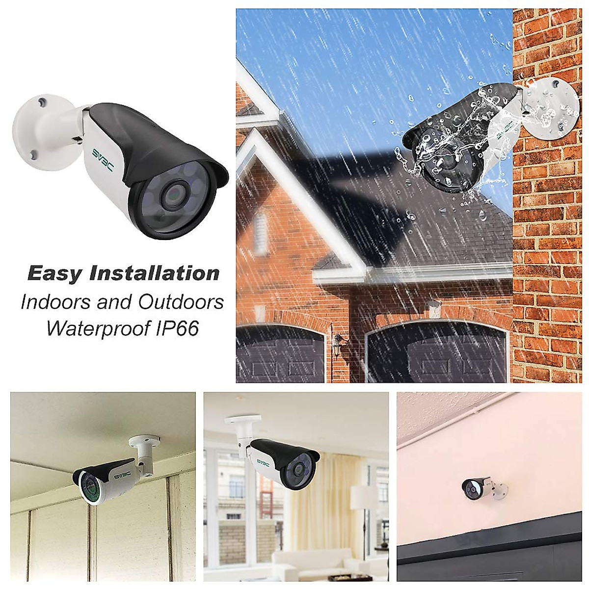 SV3C POE Camera, 4MP POE IP Security Camera Outdoor(Wired), Motion Detection, HD Infrared Night Vision, Metal Shell, IP66 Waterproof, Onvif Conformant, Support SD Card Record, RTSP, APP, PC
