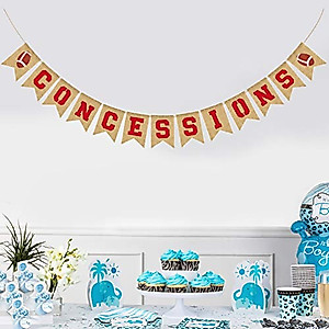 Amosfun Concessions Banner Burlap Line Bunting Garland Rustic Fiesta Stand Sign for Sports Theme Rugby Football Party Birthday Baby Shower Party