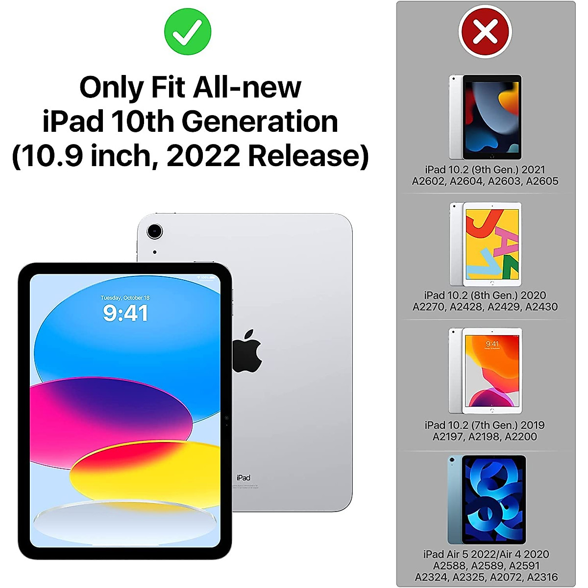 BMOUO Kids Case for iPad 10th Generation 10.9 inch 2022 - with Built-in Screen Protector, Shockproof Light Weight Covertible Handle Stand 2022 iPad 10th Generation Case for Kids Toddlers Girls, Blue