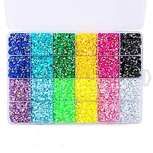 Sunfairy 24000Pc 4mm Nail Art Rhinestones Mixed Colors Round Gemstone Glitter Crystal Nail Flat Jelly Rhinestones Shiny Colorful Nail Stone Gems Design Flatback Rhinestone Kit for Nail Crafts