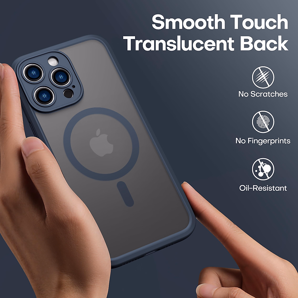 ImpactStrong Magnetic Guard Designed for iPhone 14 Pro Max Case [Camera Protection] [Military Grade Drop Tested] [Compatible with MagSafe] Slim Translucent Matte Phone Case (6.7") - Navy Blue