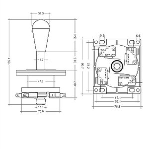 EG STARTS American Style Arcade Competition 2Pin Joystick BLACK Switchable From 8 Ways Operation, Elliptical Black Handle, Precision 8-Way 187" (4.8mm) terminal