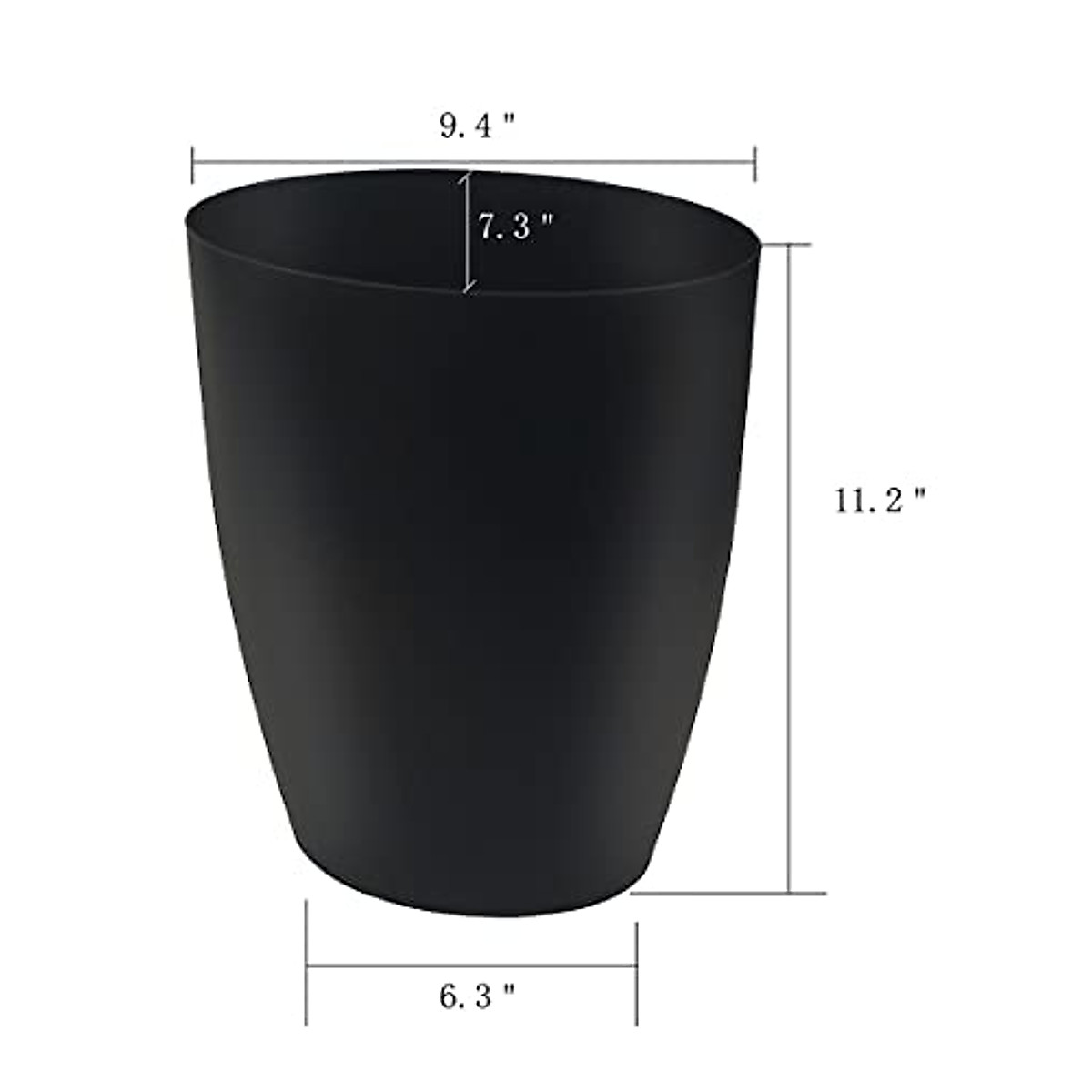 Besli Plastic Small Trash Can 2 Gallon/7.6 Liter Garbage Can Wastebasket for Bathroom Bedroom Kitchen Office (2 Pack, Black)