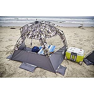 E-Z UP Wedge Portable Beach Tent, 51"x51" Entrance with 3 Roll-Up Windows and Storage Pocket, Camo Spring