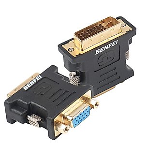 BENFEI DVI-I to VGA Adapter, 2 Pack DVI 24+5 to VGA Male to Female Adapter with Gold Plated Cord