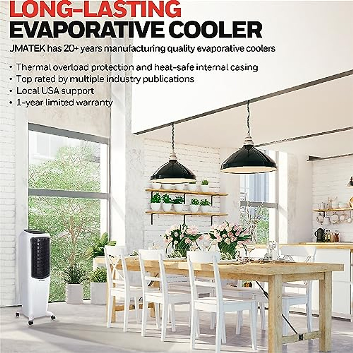 Honeywell 700 CFM Compact Spot Fan & Humidifier, Indoor Portable Evaporative Air Cooler, Swamp cooler, Remote Control (White)