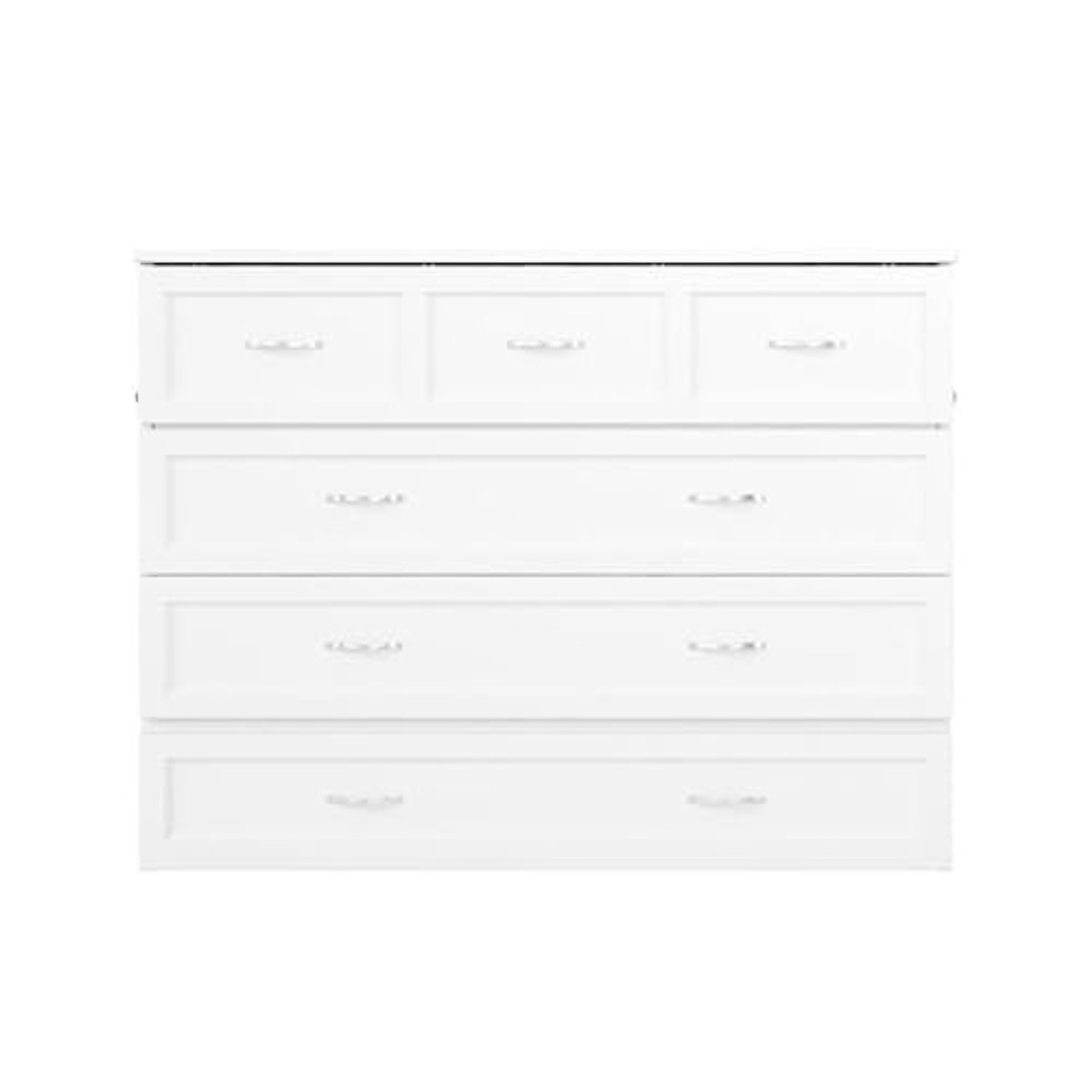 BOWERY HILL Full Size Murphy Bed Chest with Charging Station in White