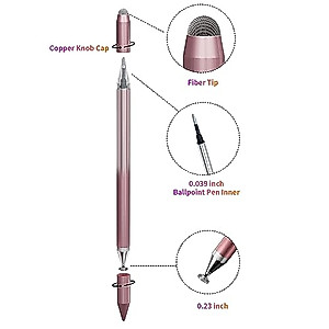 Stylus Pens for Touch Screens, Black Ballpoint Pen with Stylus Tip, 3 in 1 Stylus Pen for iPhone/iPad/Tablet/Android/Microsoft/Surface, Universal Stylus Compatible with All Touch Screens (Rose Gold)