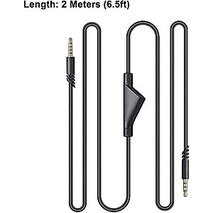 YARENKA Replacement Astro A10 A40 Cable, 2.0M A40 Inline Mute Cable Cord Compatible with Astro A10/A40 Gaming Headsets Xbox One Ps4 Controller Headphone Audio Extension Cable 6.5 Feet Black
